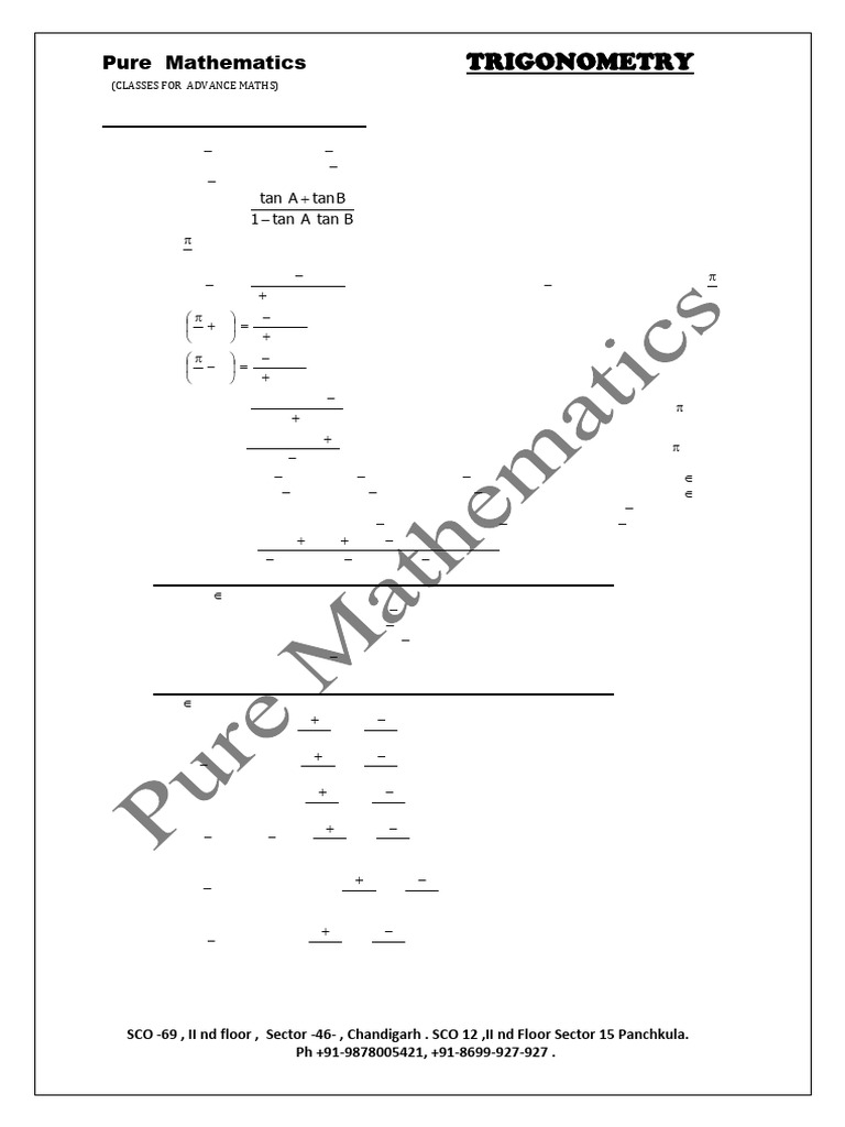 Trigonometry Formula Class 11 | PDF | Trigonometry | Mathematical Objects