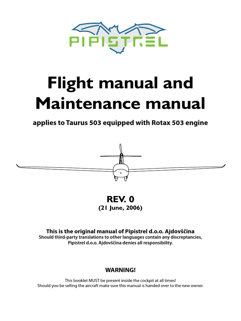 Taurus M - Flight and Maintenance Manual REV 0 | PDF | Airspeed | Aircraft