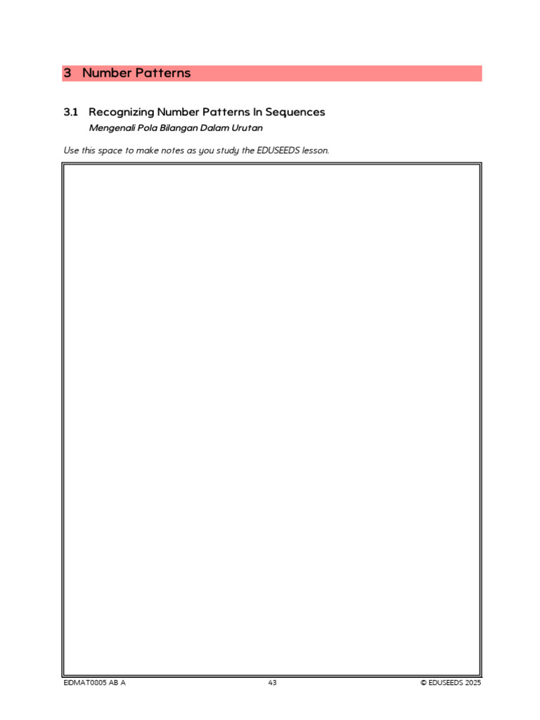 3.1 - Recognizing Number Patterns in Sequences | PDF