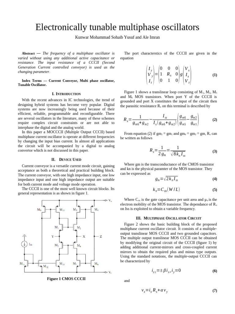 Tunable Multiphase Oscillators | PDF | Electronic Oscillator | Mosfet