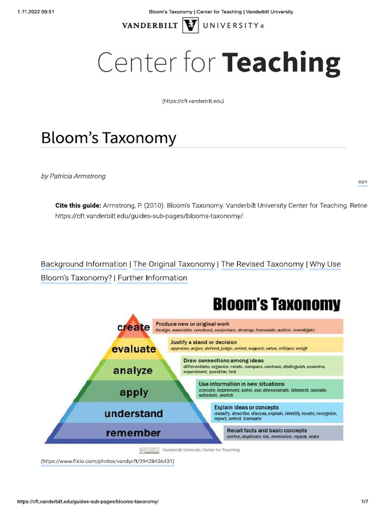 Blooms Taxonomy 1 | PDF