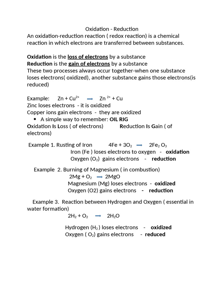 Oxidation Reduction Samples | PDF
