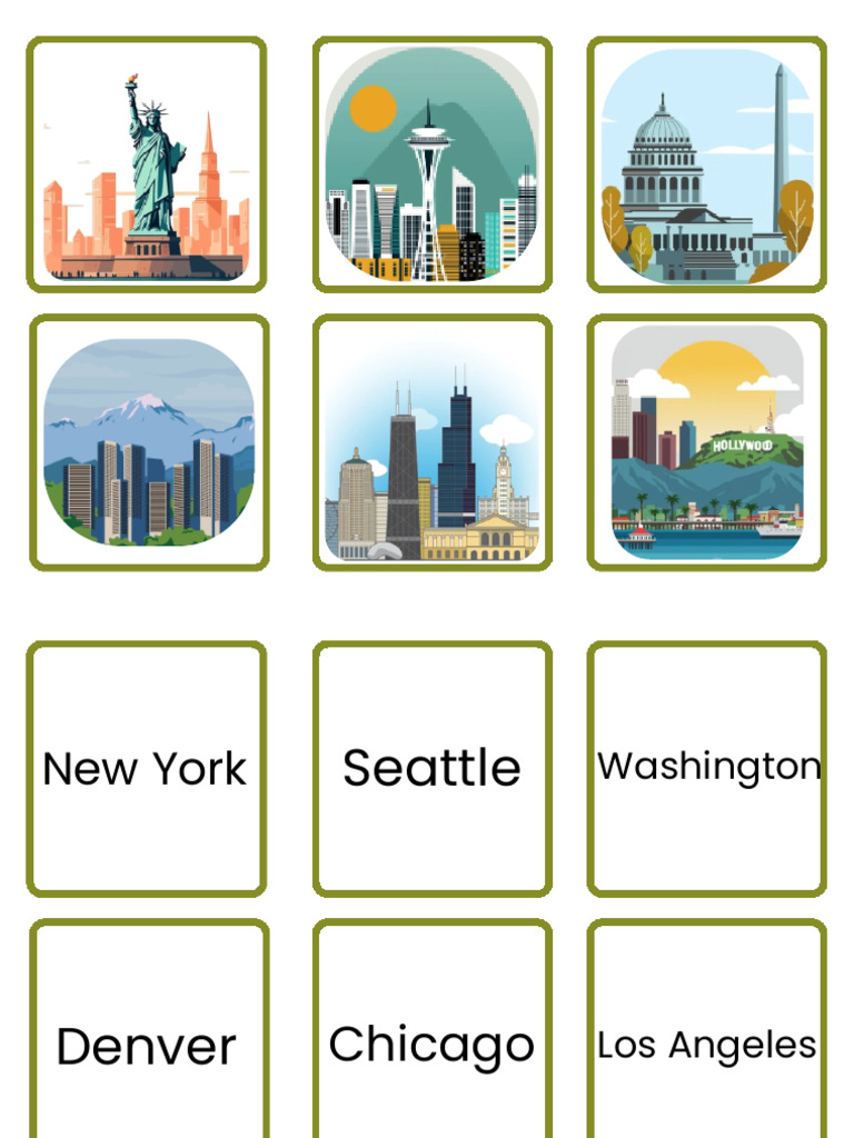 Flashcards Villes Usa | PDF