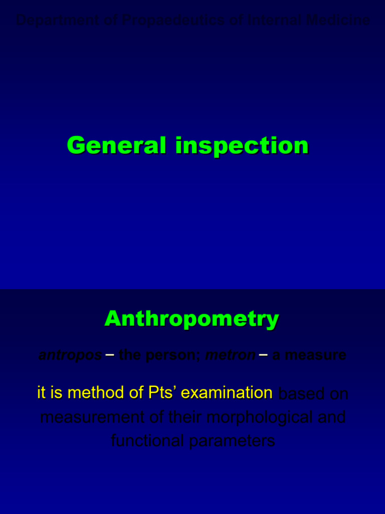 Lecture 2 - General Inspection | PDF | Finger | Body Mass Index