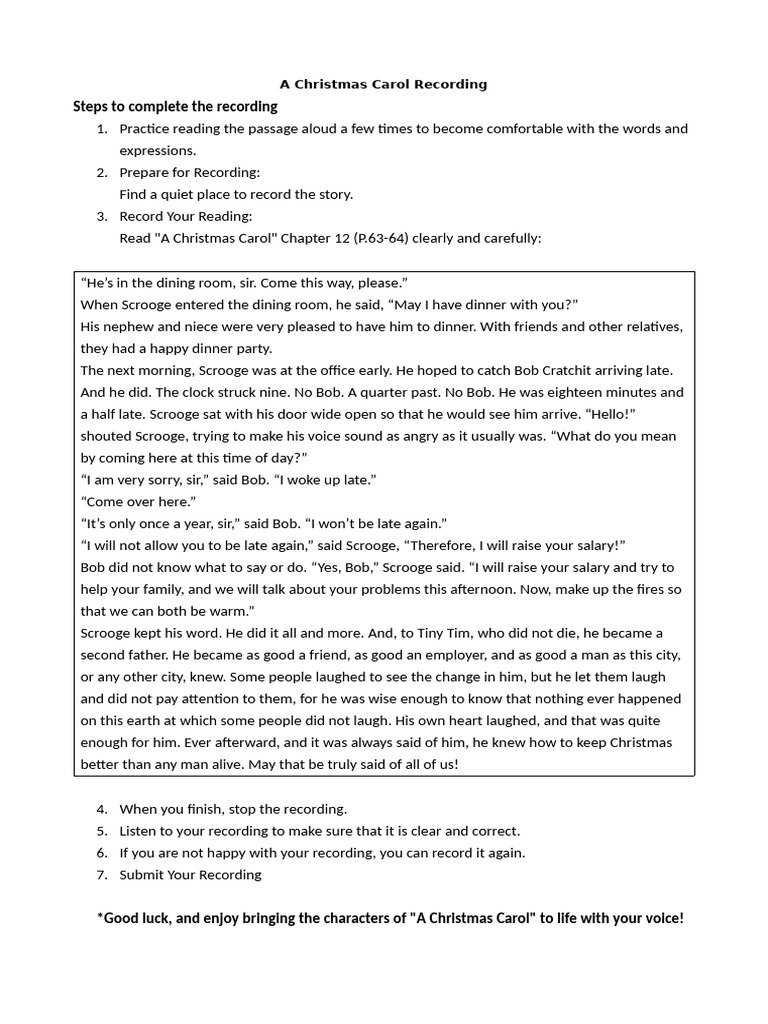 A Christmas Carol Recording Instructions | PDF