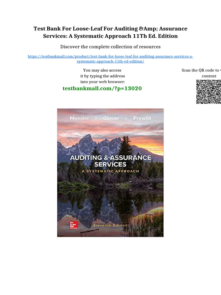Test Bank for Loose-Leaf for Auditing & Assurance Services: A ...
