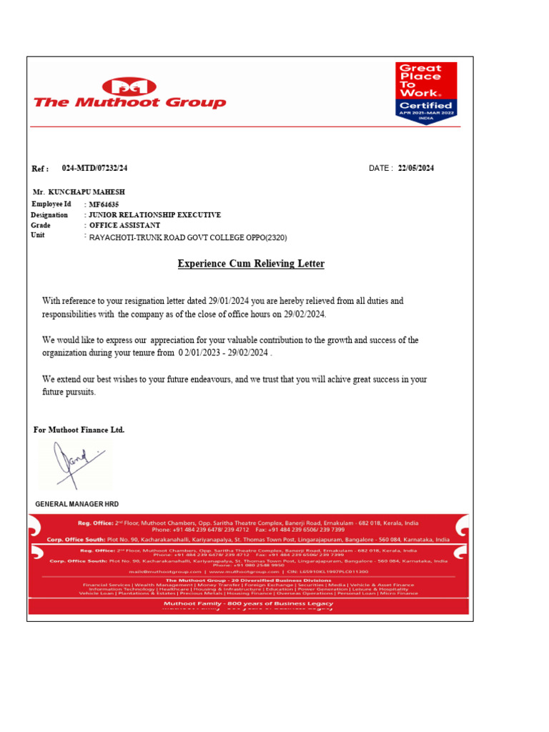 Relieving Order Mr. KUNCHAPU MAHESH 84d1ef9e-Db84-4452-8b3d ...