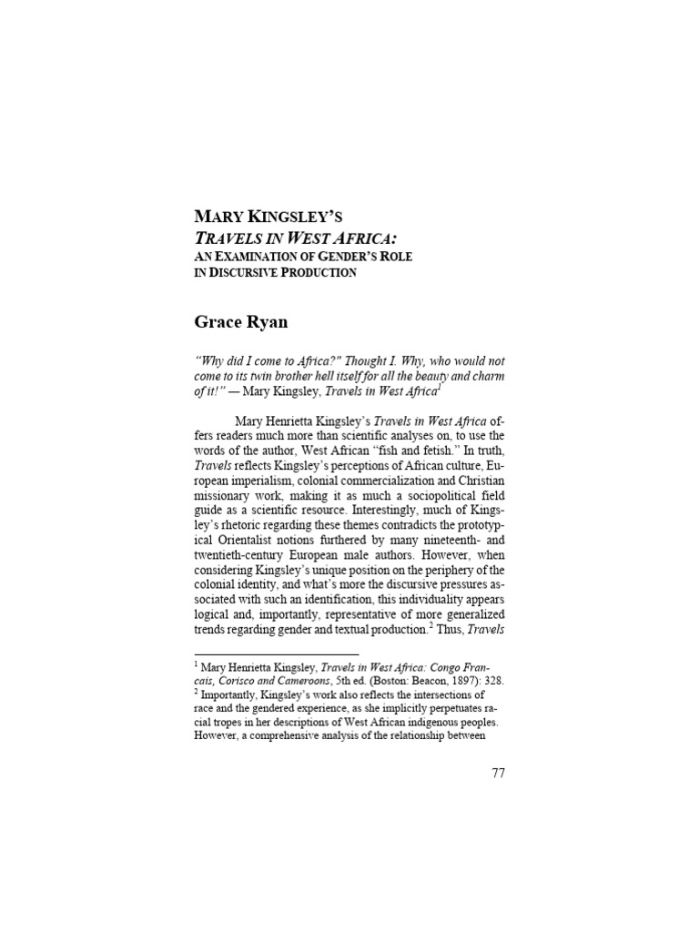 Mary Kingsleys Travels in West Africa_ an Examination of Gende | PDF ...