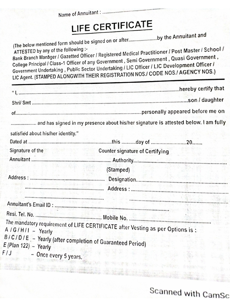 Life Certificate | PDF