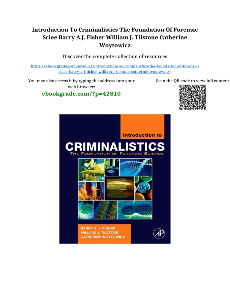 Introduction to Criminalistics The Foundation of Forensic Sciee Barry A ...
