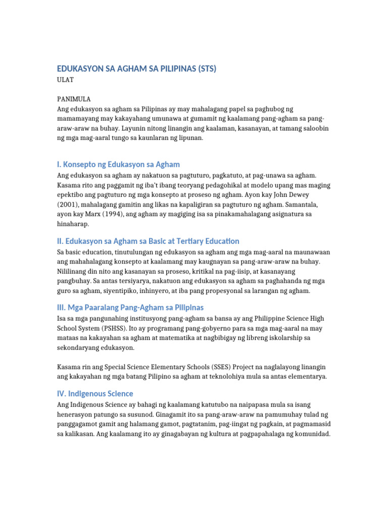 Ulat Edukasyon Sa Agham Sa Pilipinas-1 | PDF
