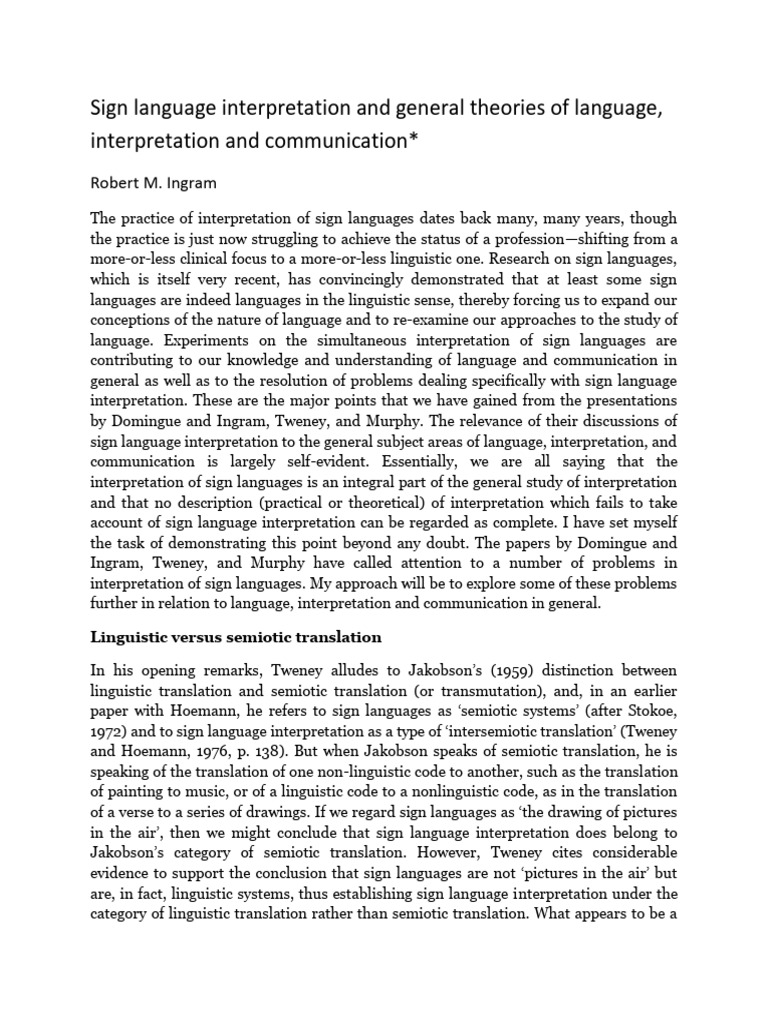1978 INGRAM - Sign language interpretation and general theories of ...