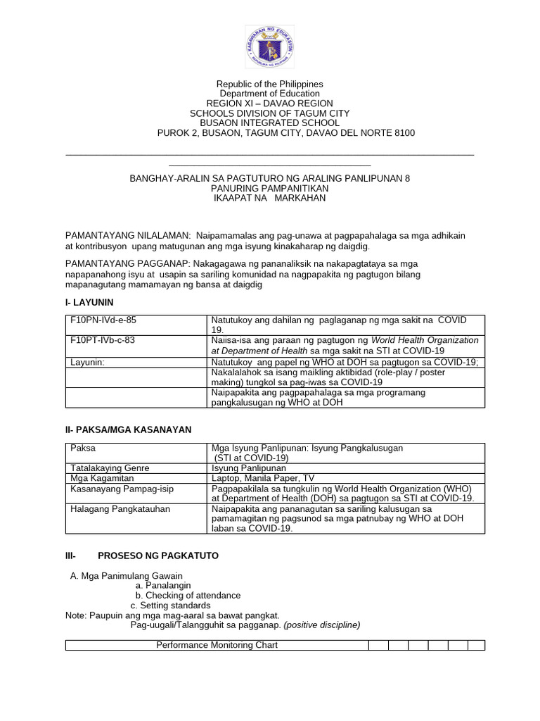 COT-COVID-19 Filipino Lesson Plan For Demo | PDF