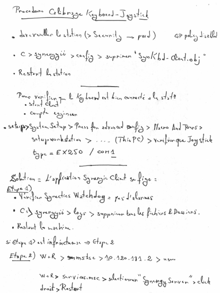 Synectics - Prcedure Calibrage Keyboard | PDF