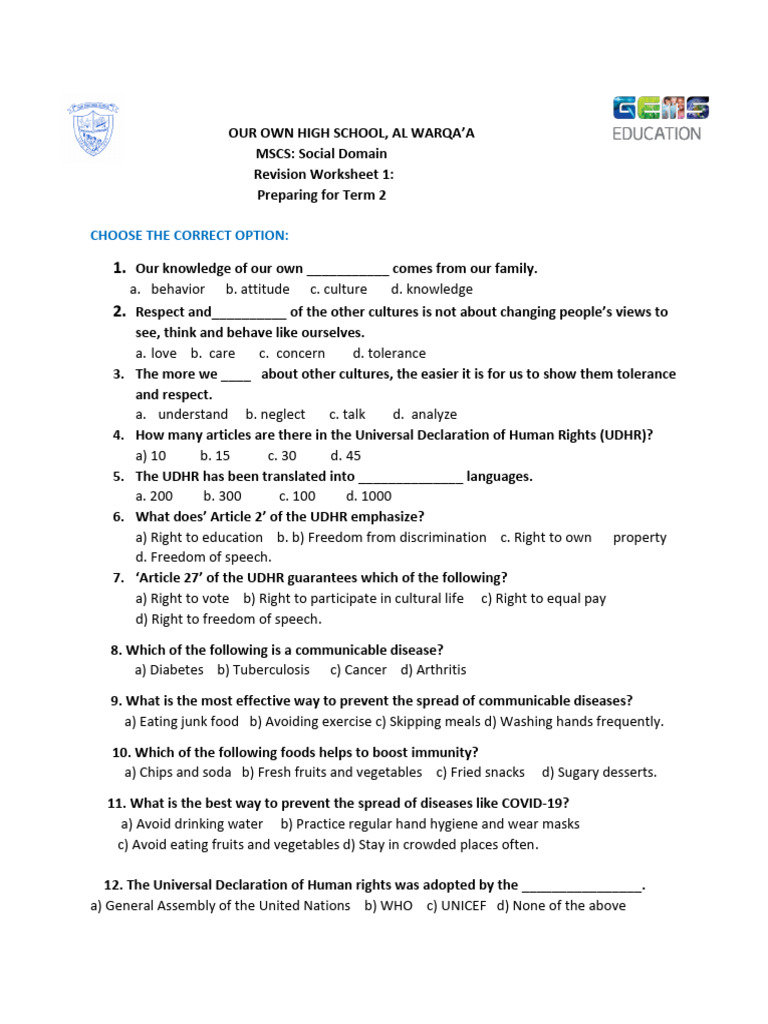 MSCS RWS 2 Term 2 Moral Domain | PDF | Preventive Healthcare | United ...