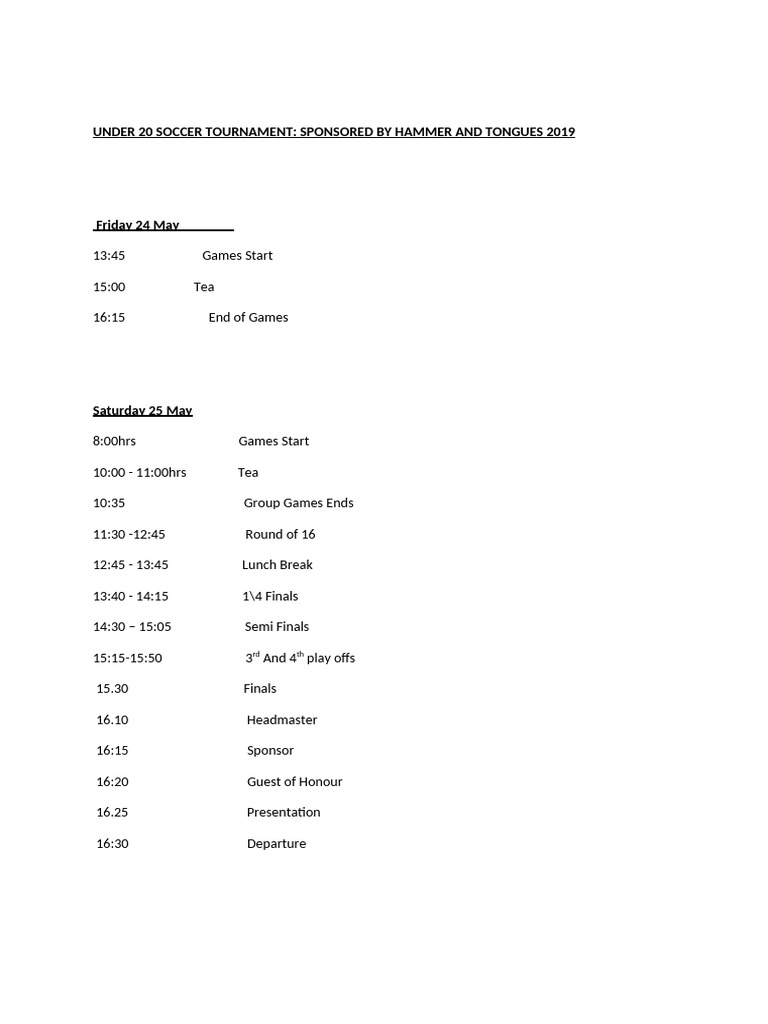 2019 ST Georges Hammer and Tongues Soccer Tournament 2019 Programme ...