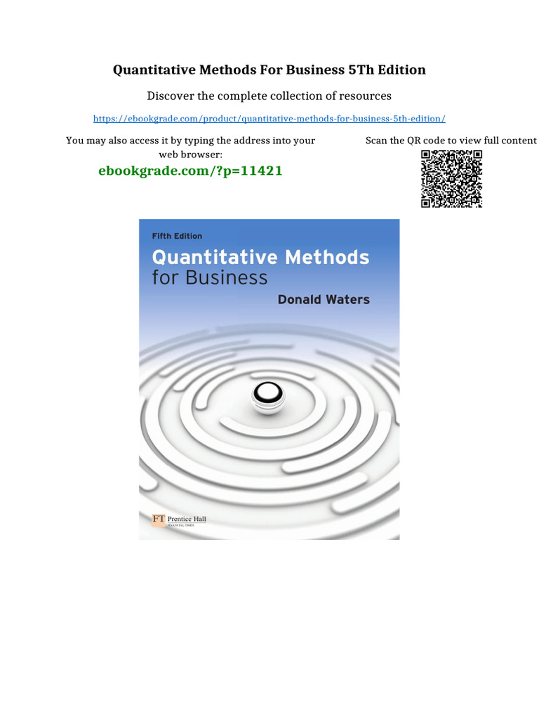 Quantitative Methods for Business 5th Edition Ready to Read | PDF ...