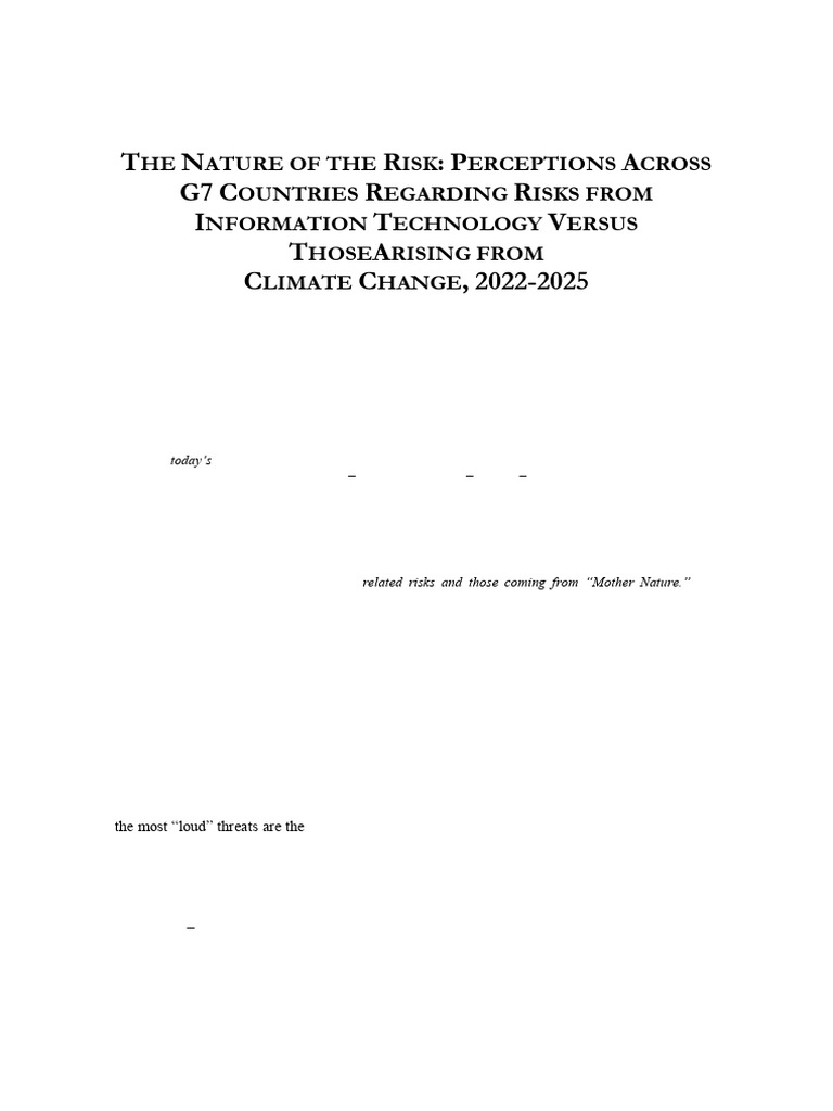 THE NATURE OF THE RISK: PERCEPTIONS ACROSS G7 COUNTRIES REGARDING RISKS ...