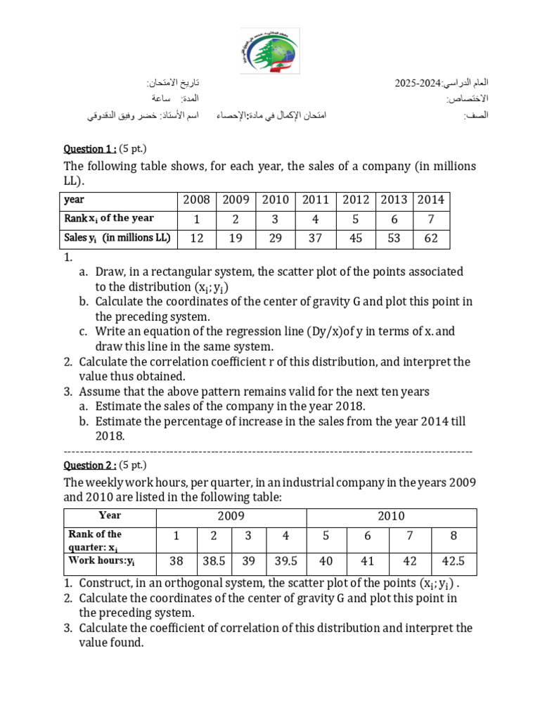 2025 - 2024 TS1 Ges & Org Engl | PDF | Statistical Analysis | Teaching ...