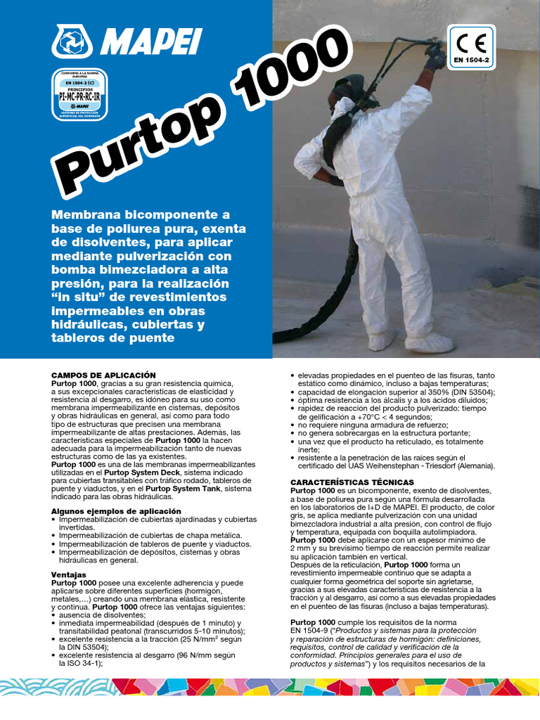 1 Purtop 1000 Poliurea - Mapei | PDF | Hormigón | Ciencias fisicas