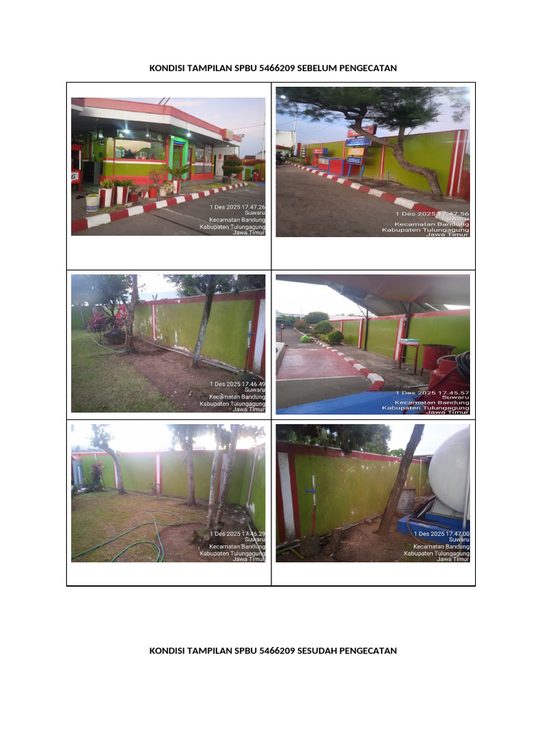 Kondisi Tampilan Spbu 5466209 After-Before Pengecatan | PDF