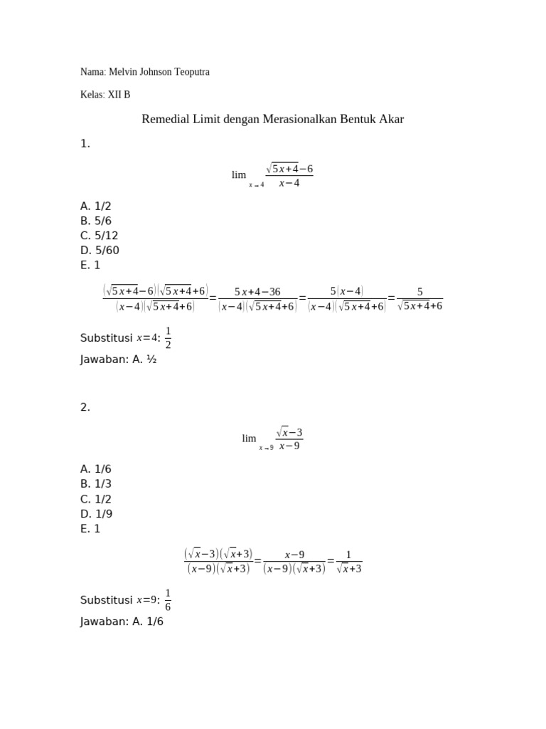 Remedial Limit Matematika Tingkat Lanjut | PDF | Chess Theory | Chess ...