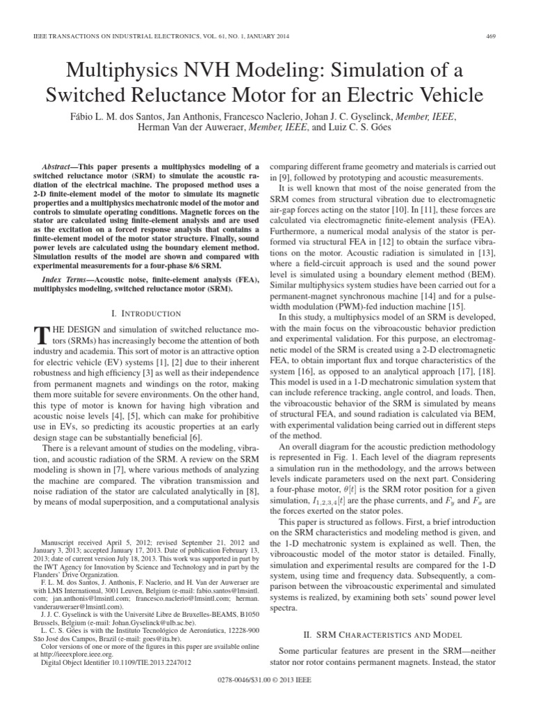 Multiphysics NVH Modeling Simulation of A Switched Reluctance Motor For ...