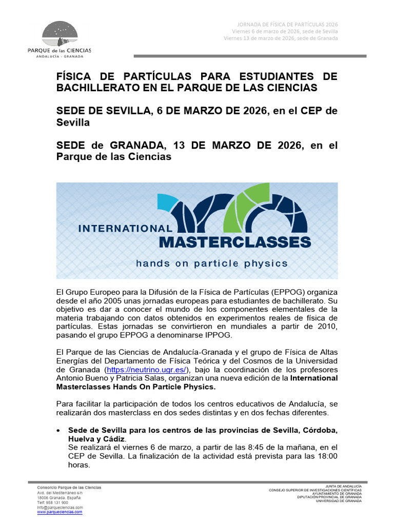 Documento 4 Invitación Fisica de Partículas 2026 | PDF | Gran ...