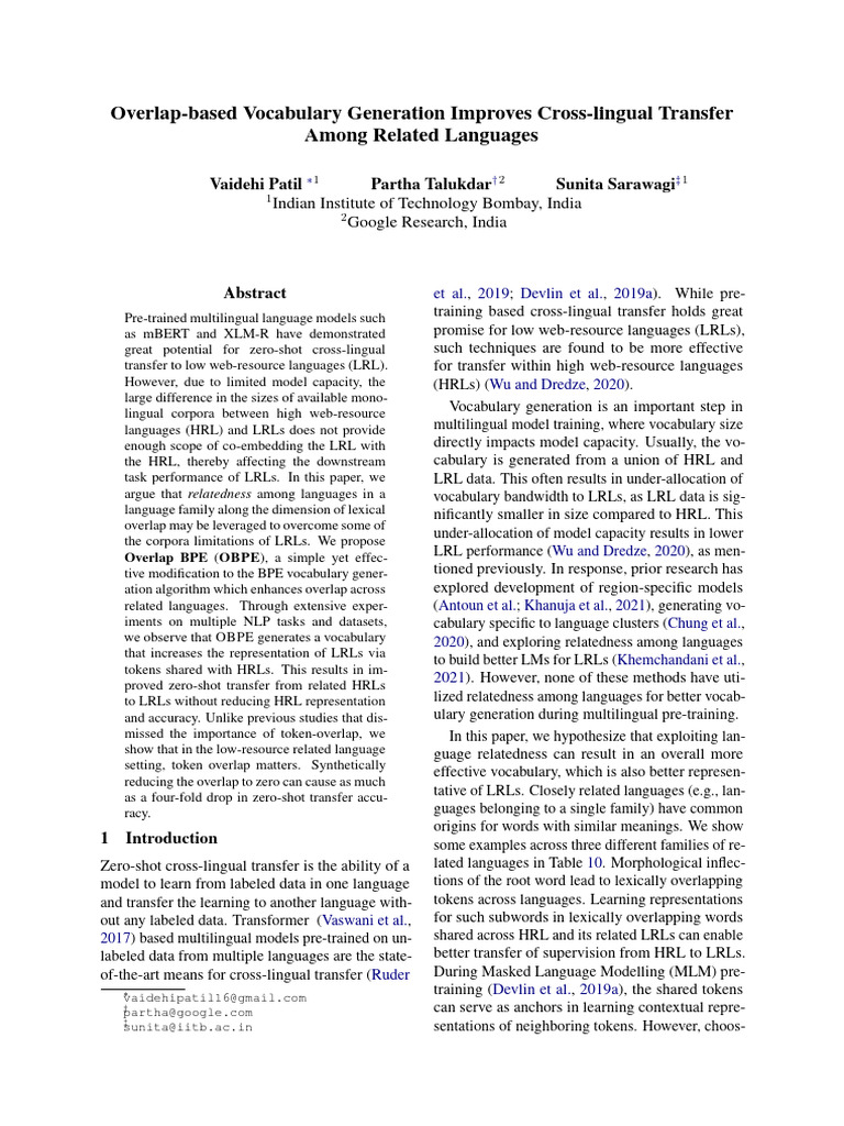 Overlap-based Vocabulary Generation Improves Cross-lingual Transfer ...