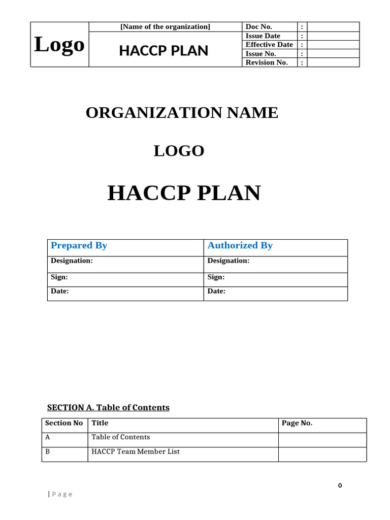 HACCP Plan Template | PDF | Hazards | Risk