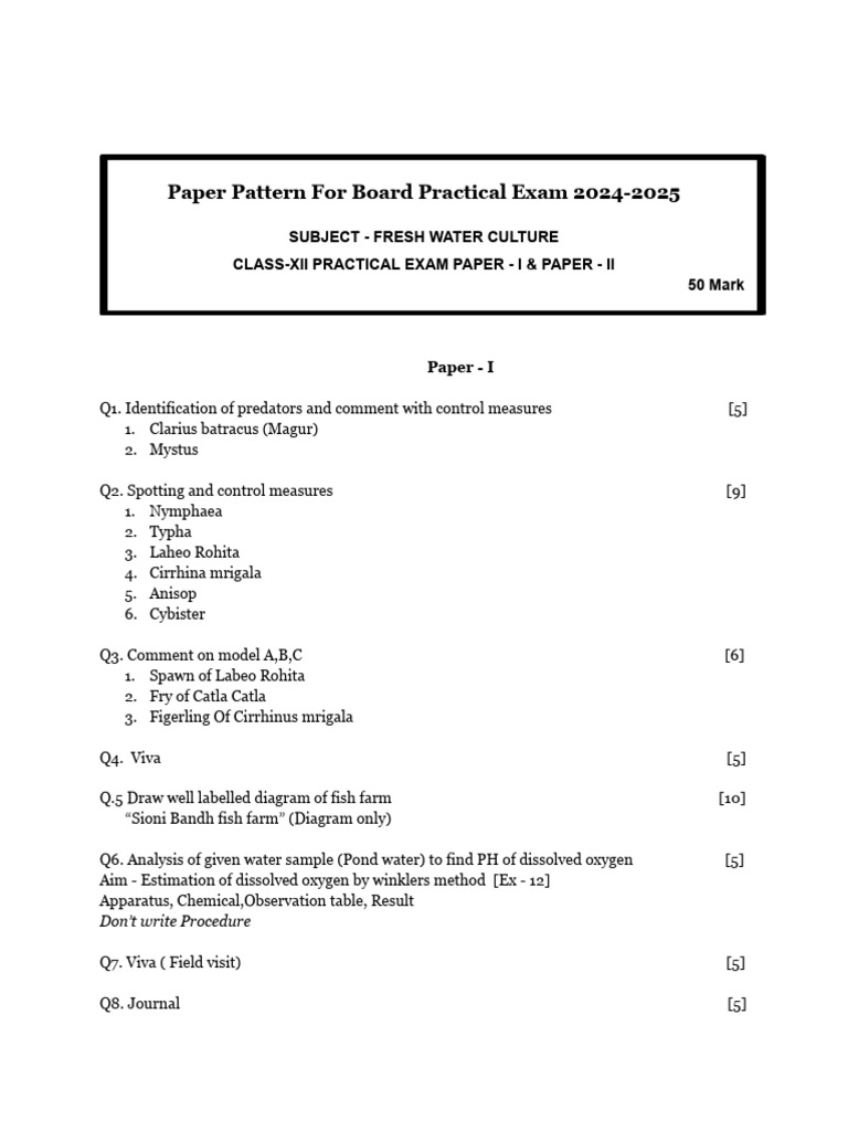 EVEN - Paper Pattern For Board Practical Exam 2024-2025 | PDF