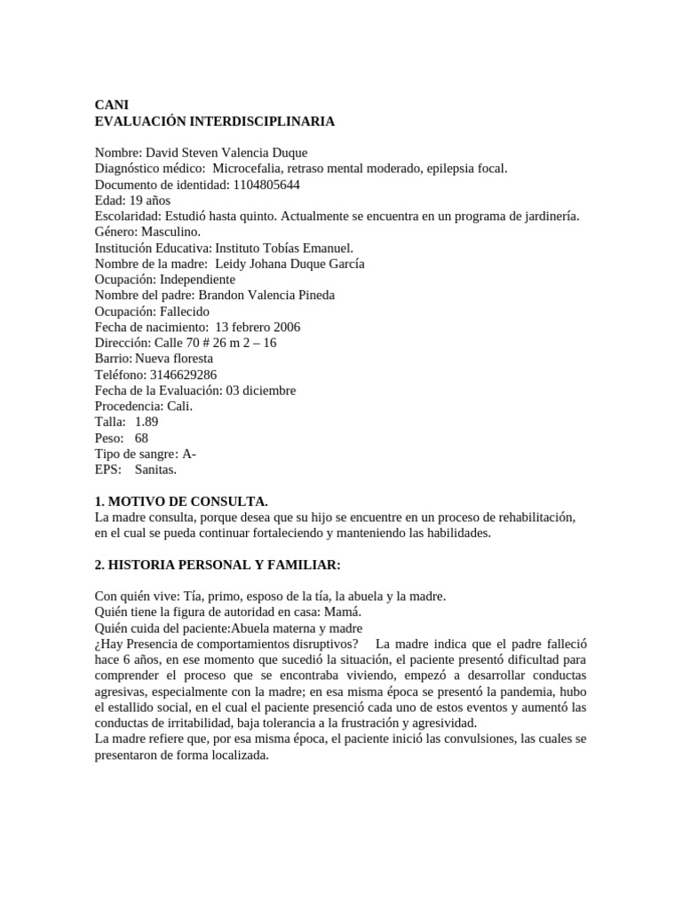 Tabla de Intervencion Cif. David Steven Valencia Duque Edocx | PDF ...