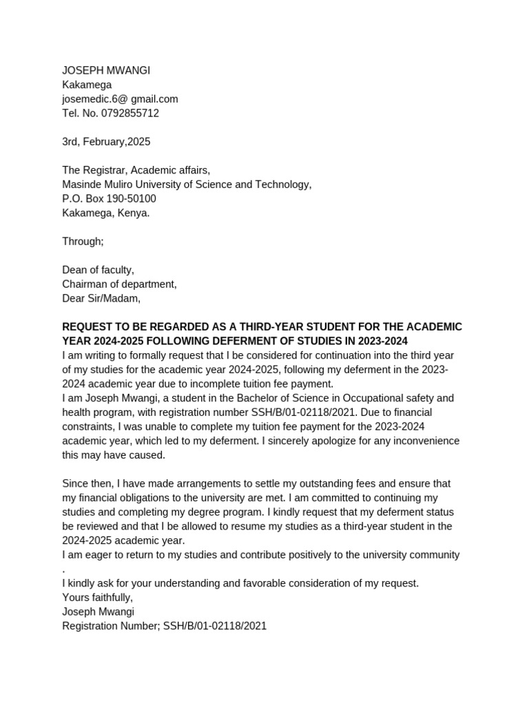 Deferment Letter...... | PDF