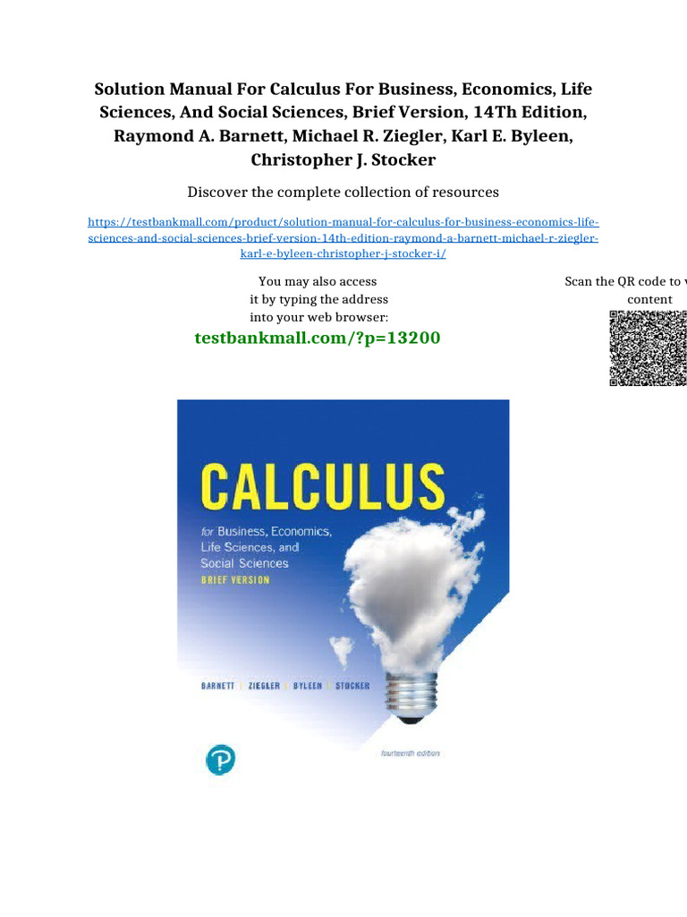 Solution Manual for Calculus for Business, Economics, Life Sciences ...