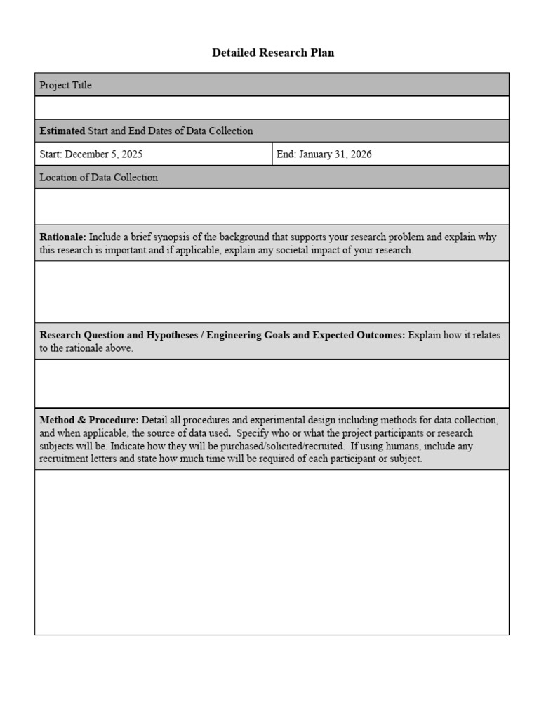 Student_ Lithika Sambangi - Detailed Research Plan | PDF | Safety
