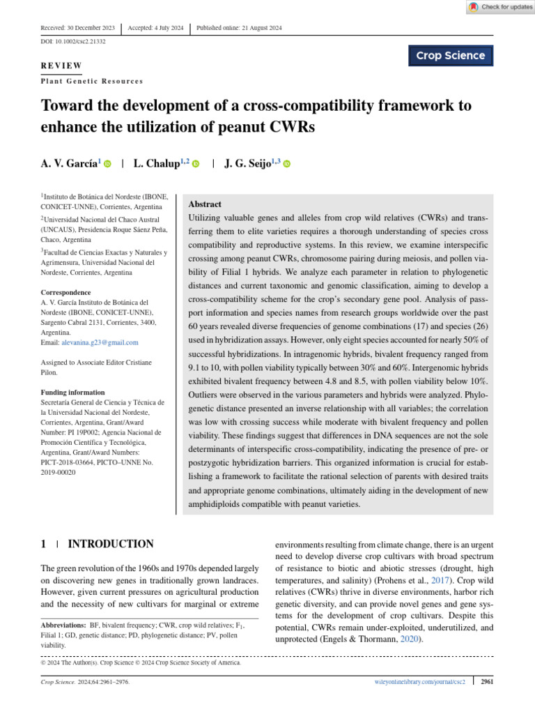 Crop Science - 2024 - García - Toward the Development of a Cross ...