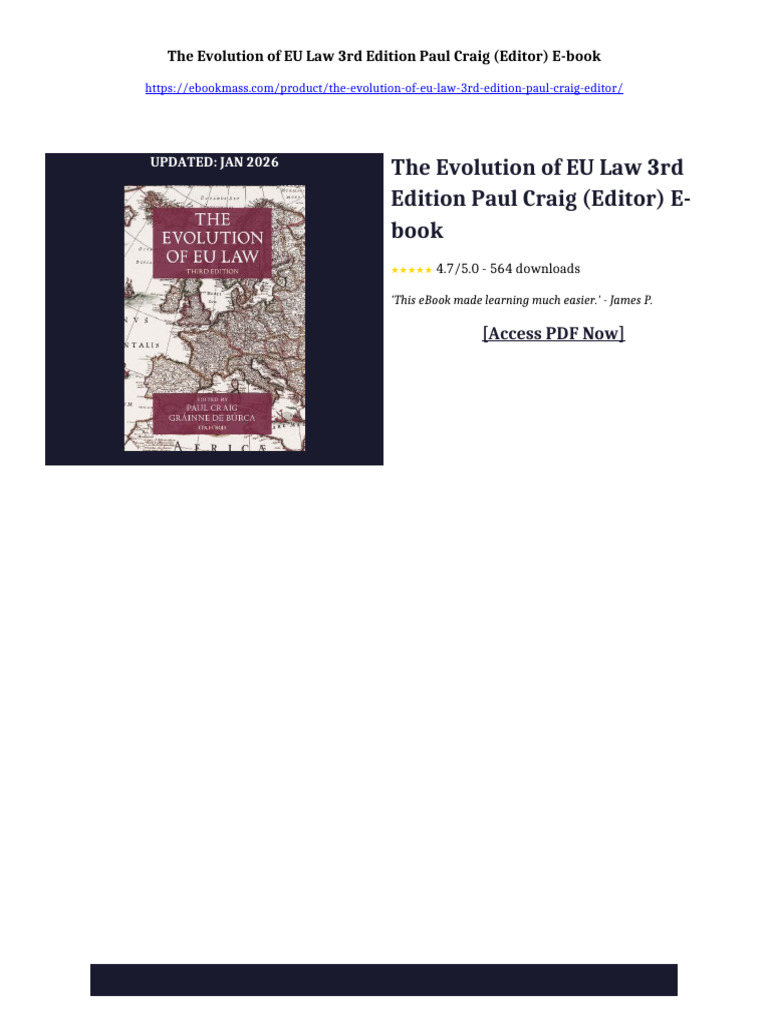 The Evolution of EU Law 3rd Edition Paul Craig (Editor) Ebook Smart ...