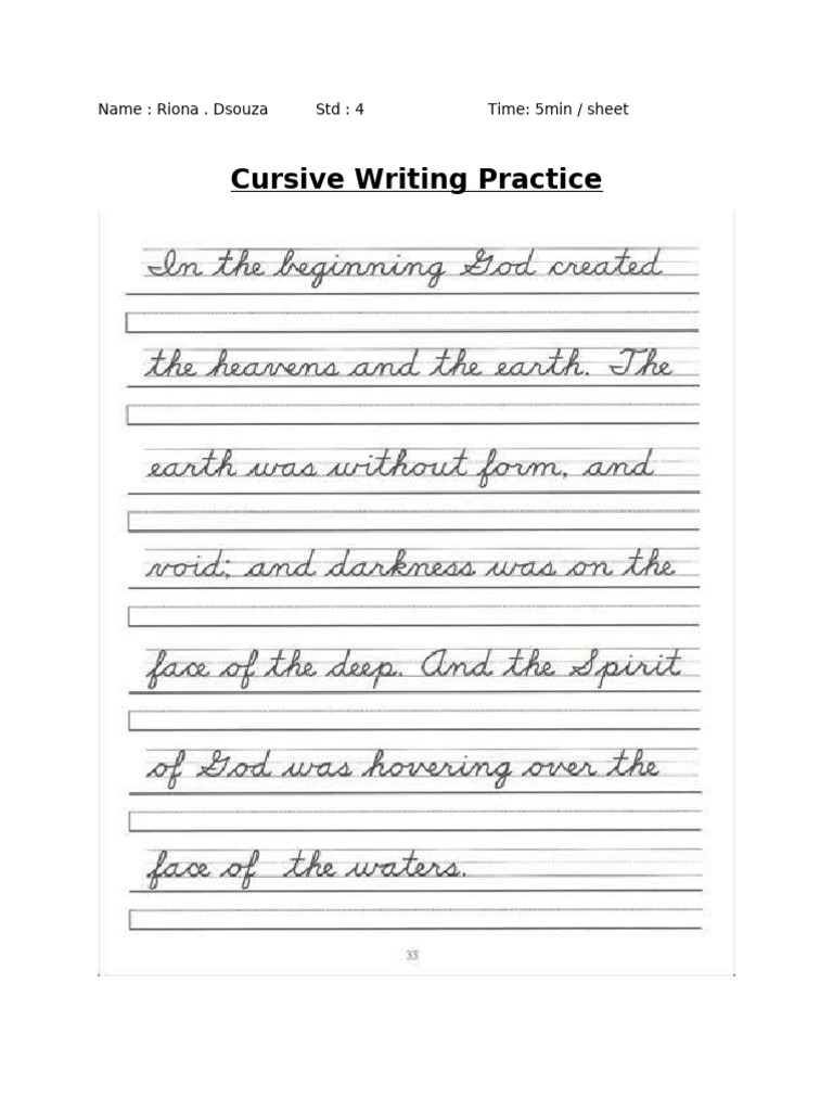 Cursive Writing 1 | PDF