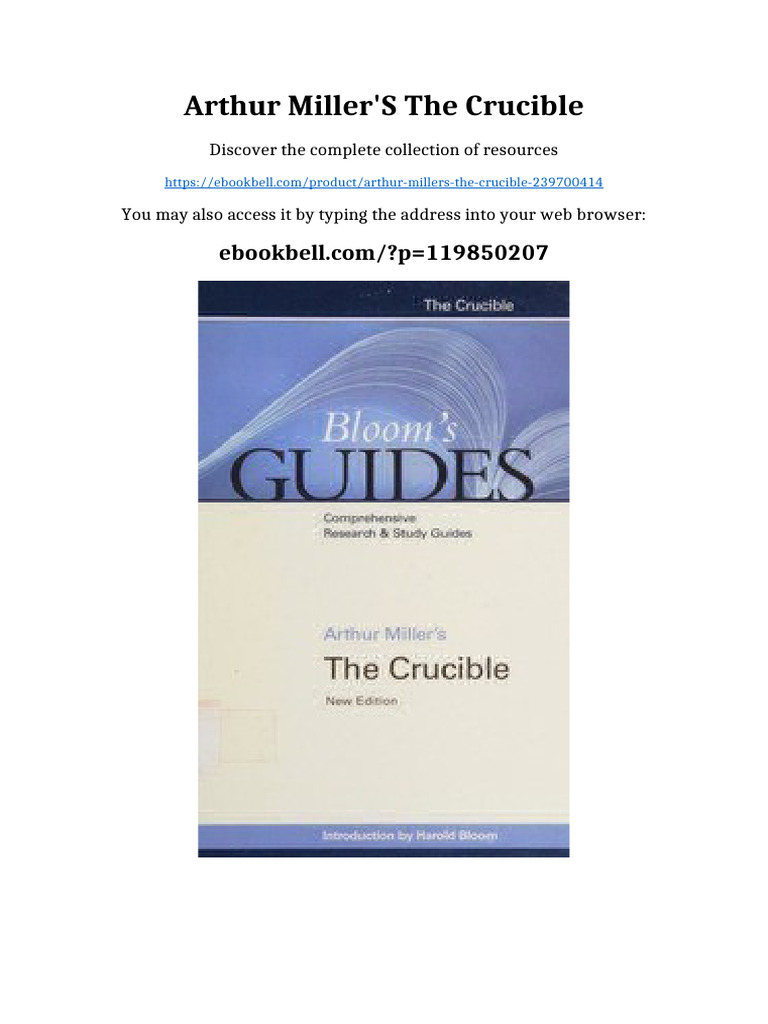 Arthur Miller's The crucible full | PDF | Infection | Sociology
