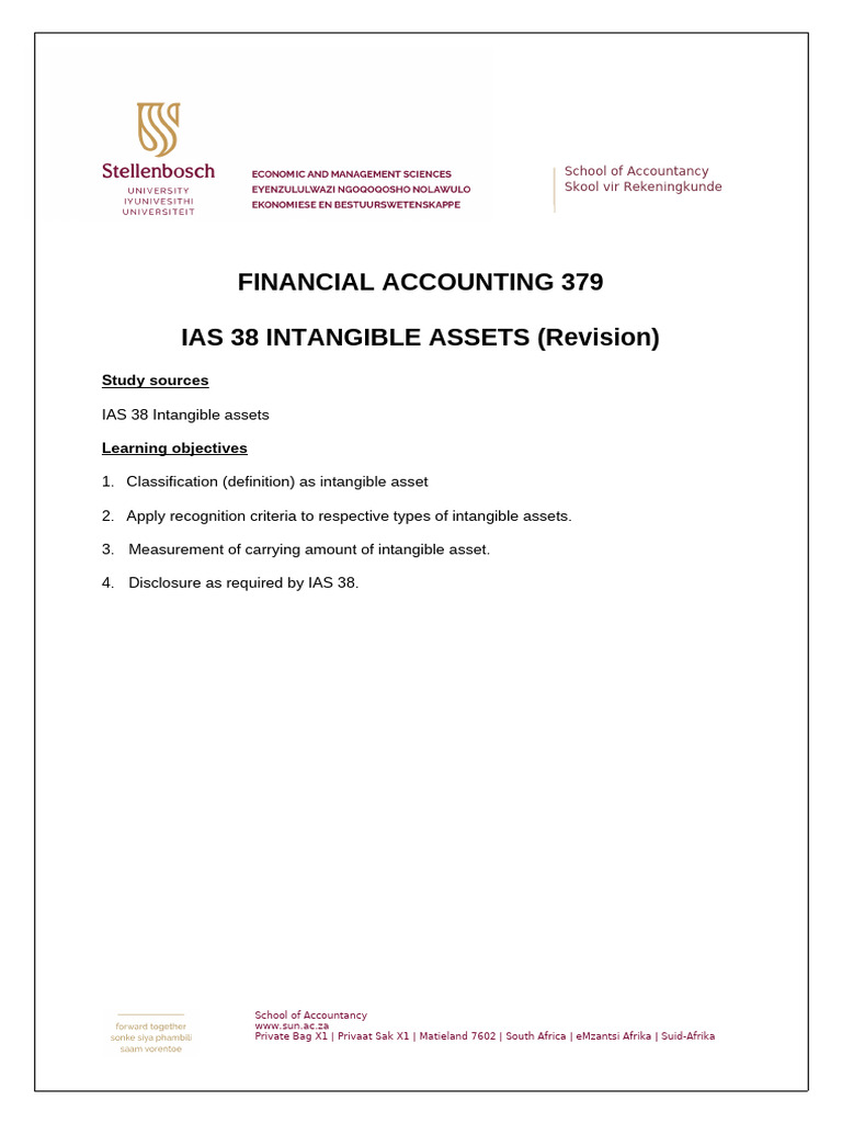 IAS 38 Intangible Assets - Handout | PDF | Intangible Asset | Business ...