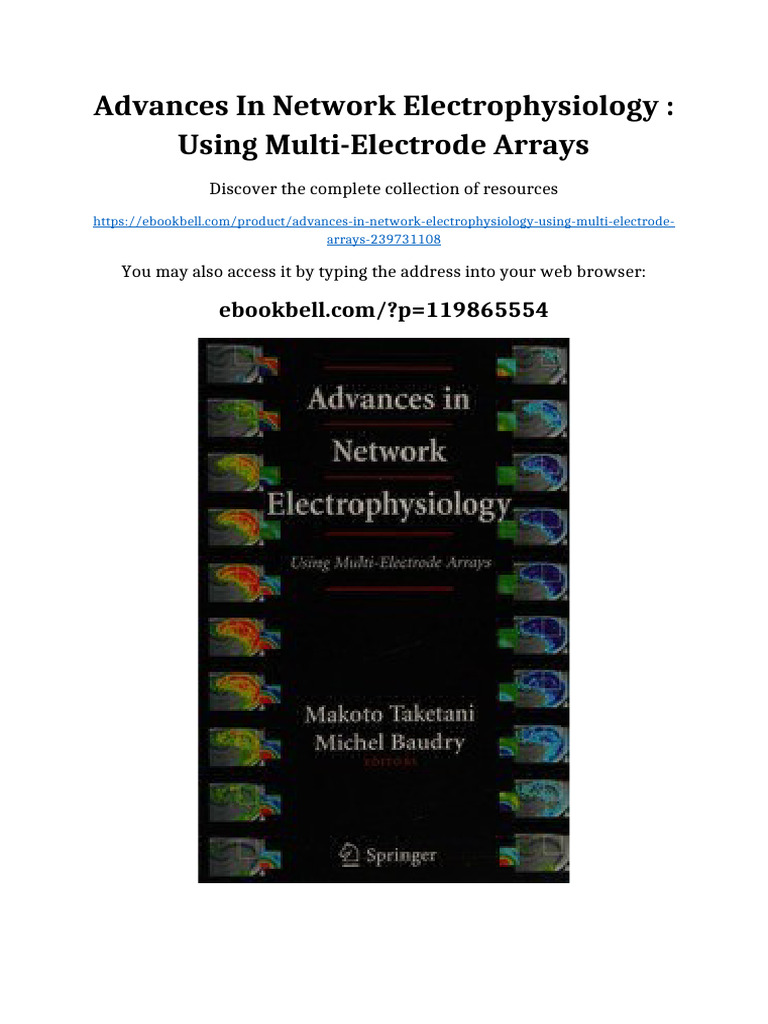 Advances in network electrophysiology : using multi-electrode arrays ...
