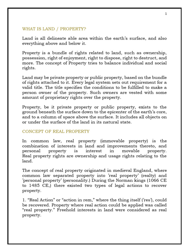 Land Law Notes | PDF | Property | Real Property