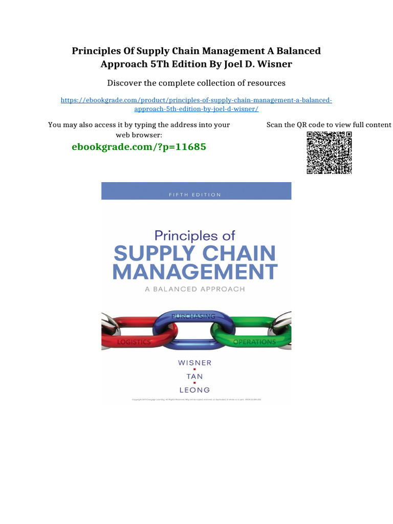 Principles of Supply Chain Management A Balanced Approach 5th Edition ...