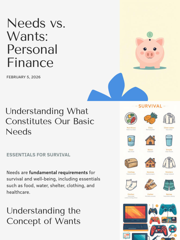 Lesson 7 - Needs vs. Wants Personal Finance | PDF | Expense | Budget