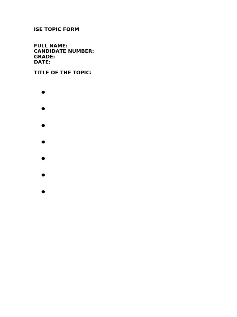 Topic Presentation Form for Ise Oral Exam | PDF