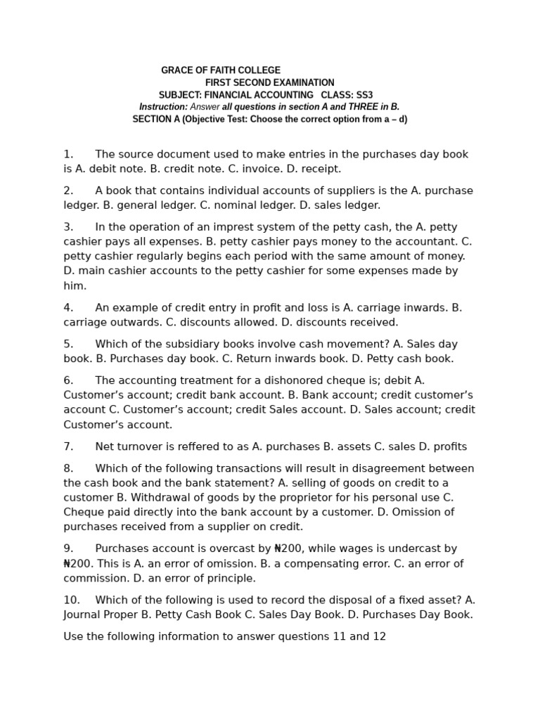 Ss3second Term Fa Account | PDF | Debits And Credits | Depreciation