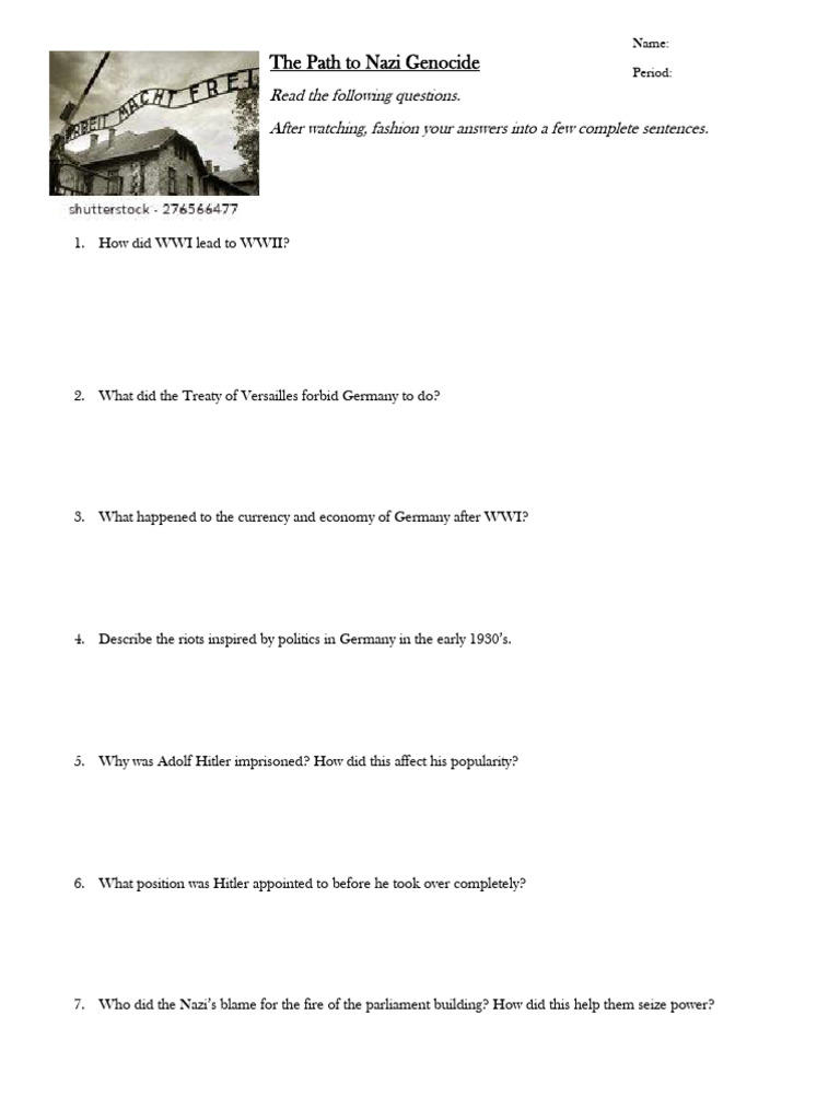 Kami Export - The Path To Nazi Genocide Worksheets | PDF