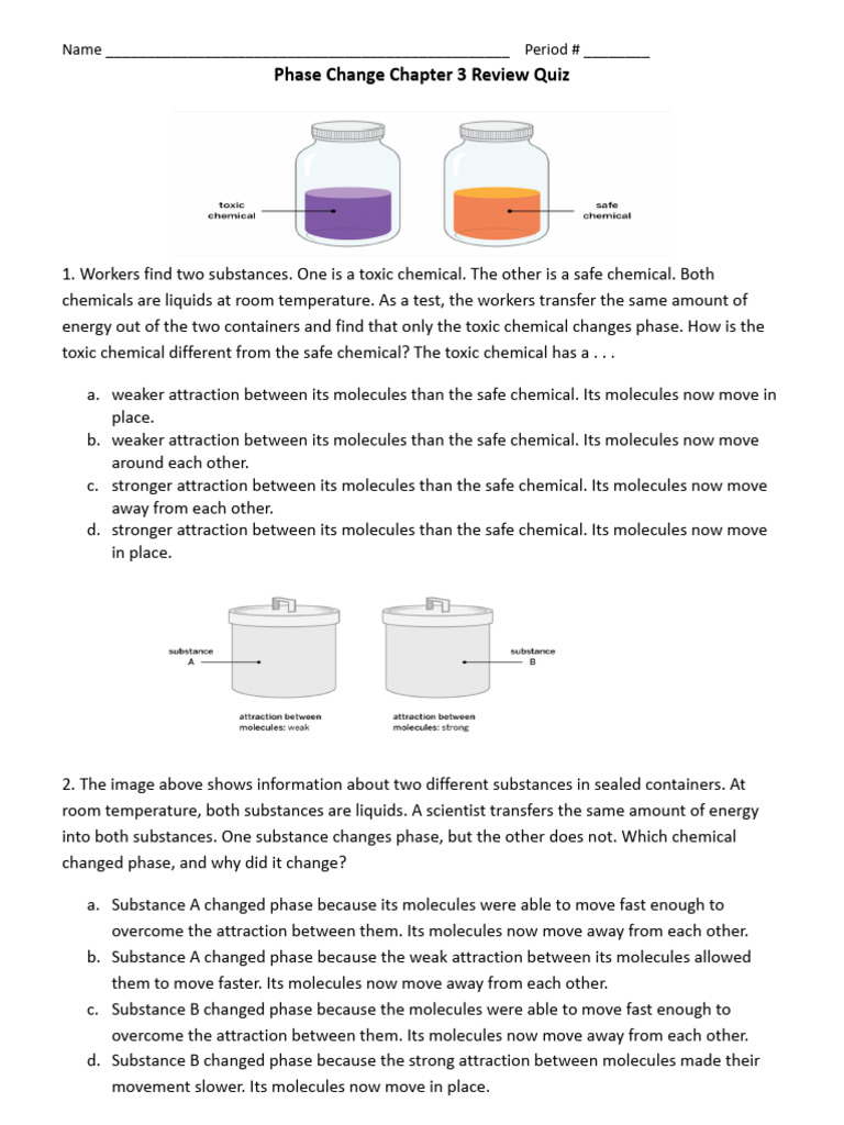 Phase Change Chapter 3 Review | PDF | Phase (Matter) | Molecules