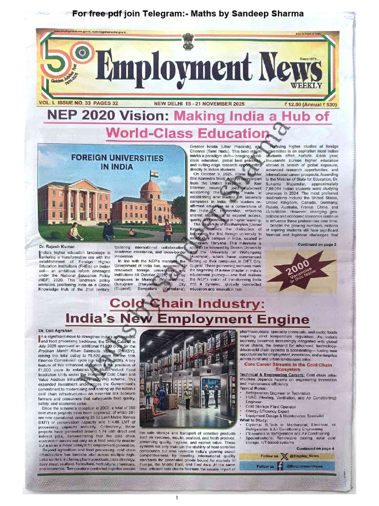 Employment News 15-21 Nov | PDF