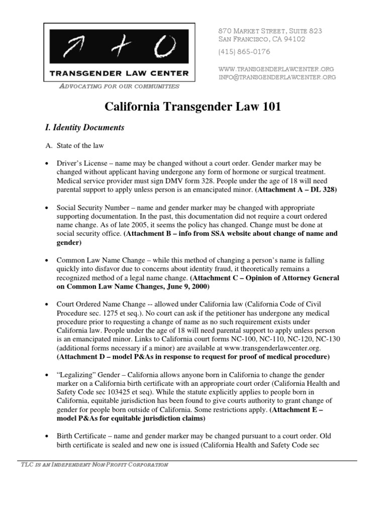 CA Trans Law 101 Overview | PDF | Transgender | LGBTQIA+ Studies